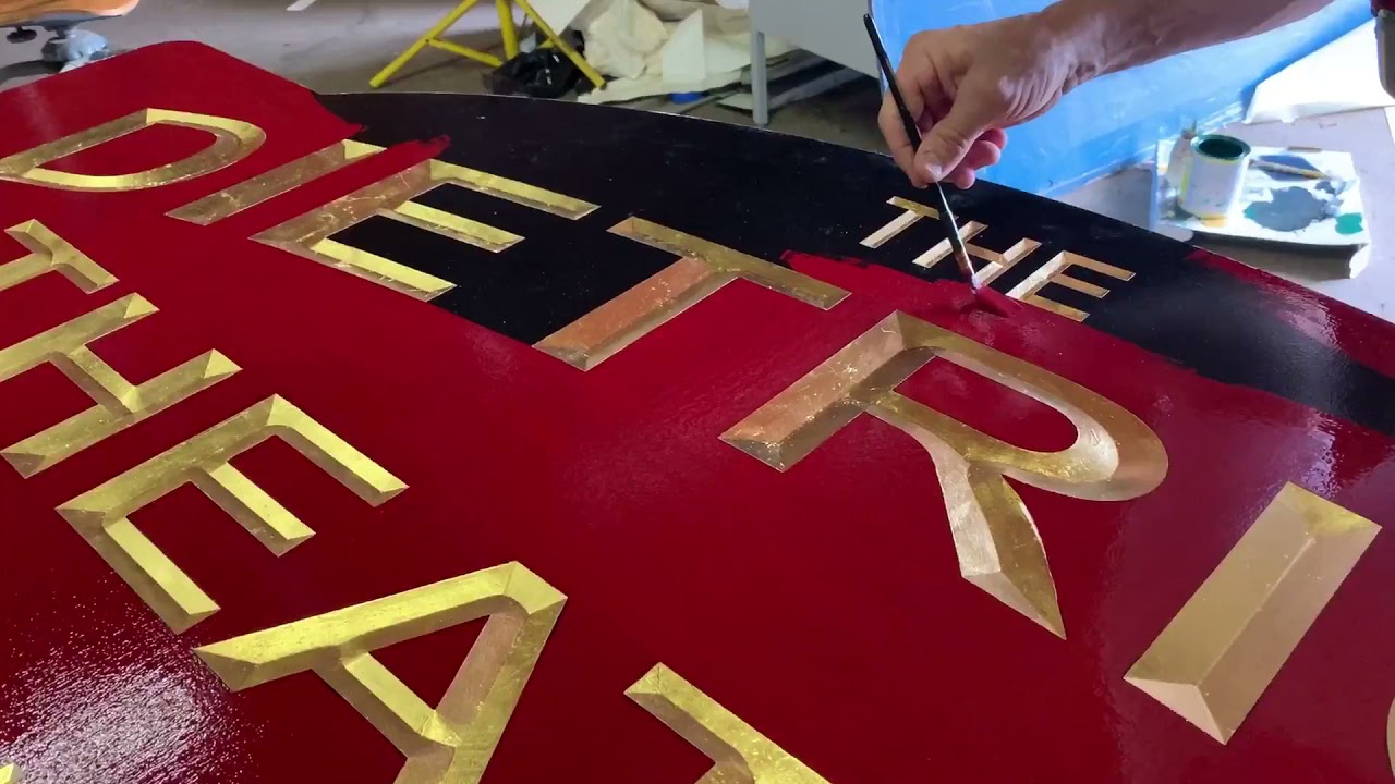 Gold leaf sign background hand painting. - YouTube