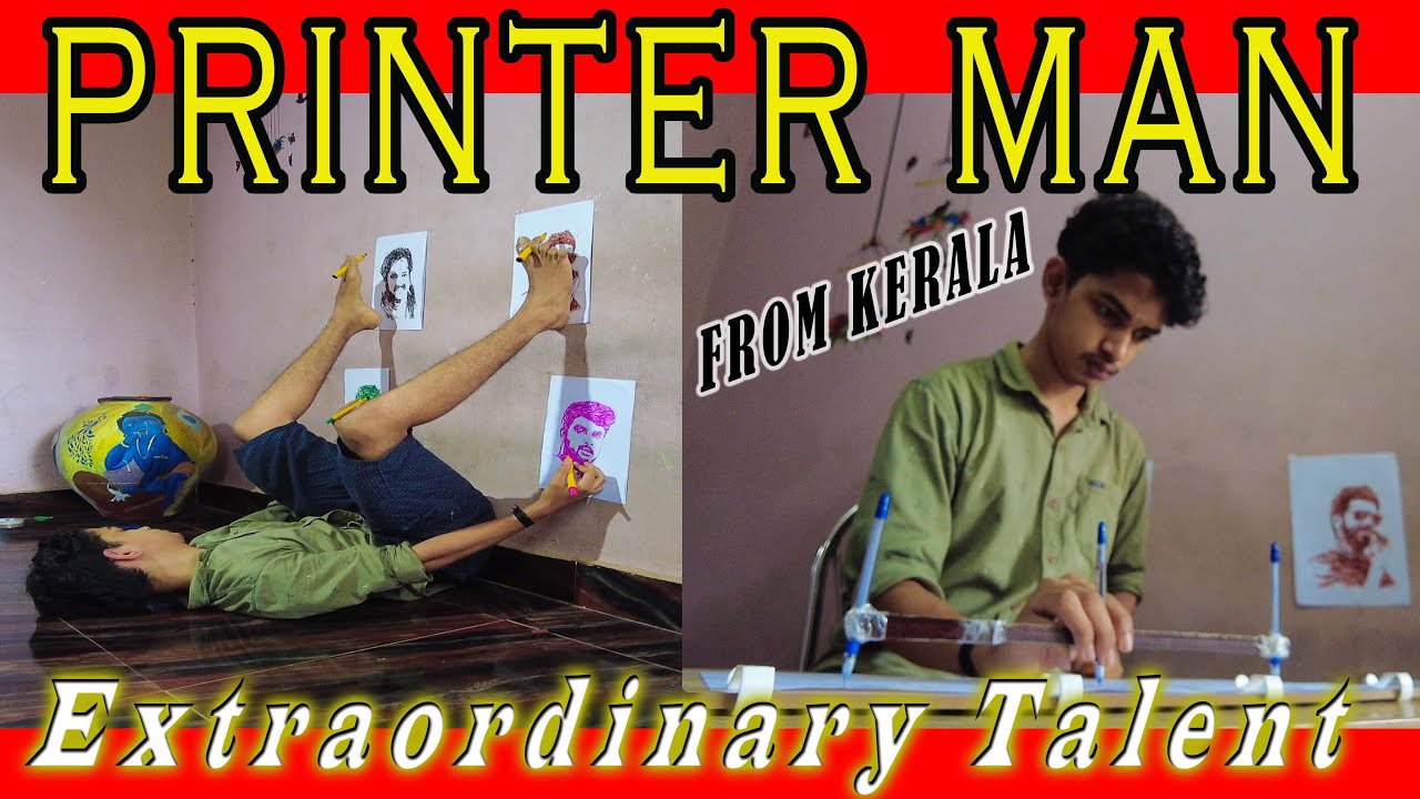 Unbelievable talent | Drawing four pictures at a time with hand and leg ...