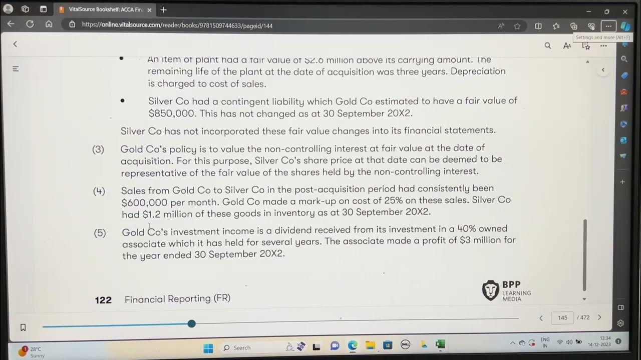 ACCA FR GOLD CO(mar/june 21) CONSOLIDATION (Section c) question made easy on excel ! - YouTube