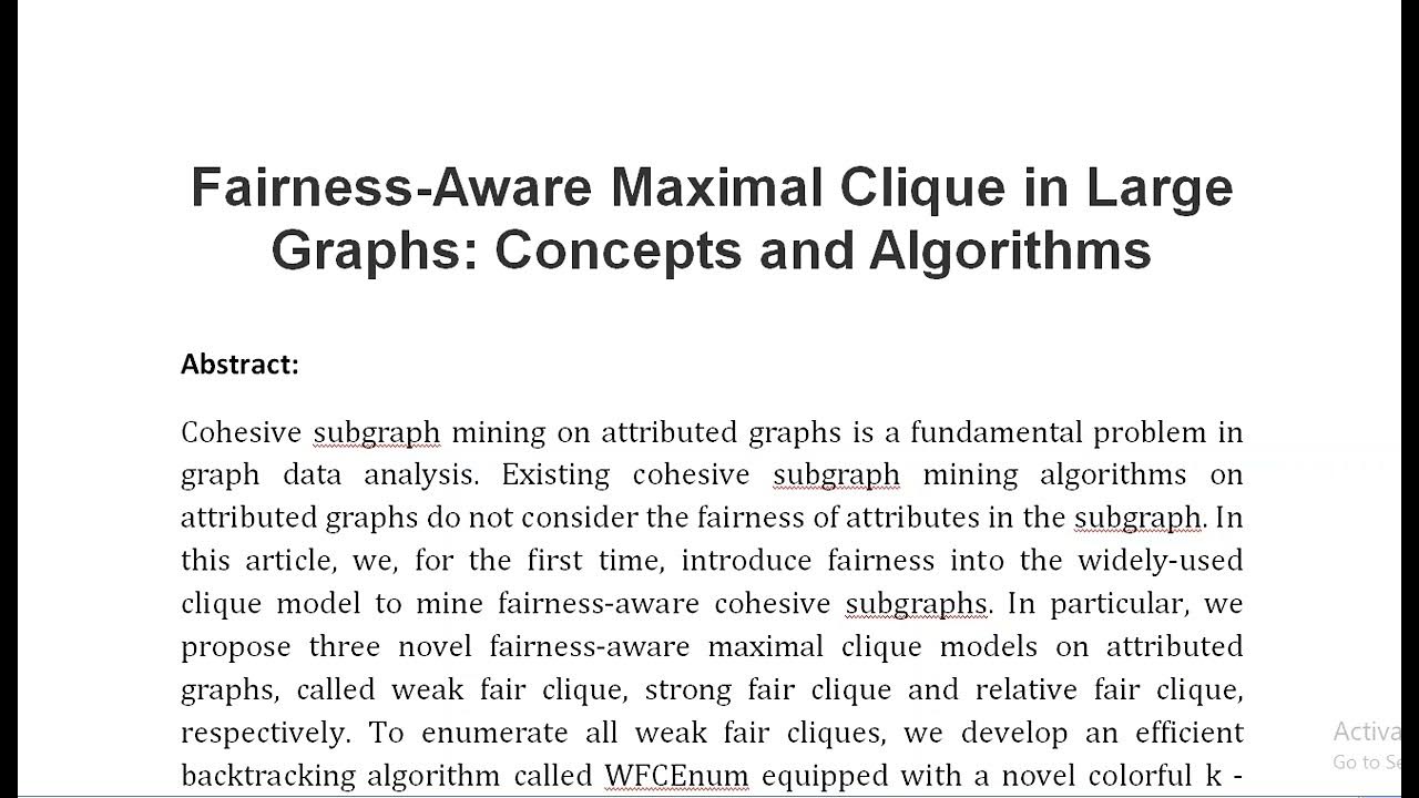 Fairness Aware Maximal Clique in Large Graphs Concepts and Algorithms ...