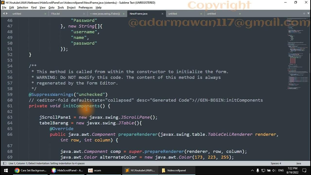 Cara Menambah Custom Code Kedalam InitComponents JAVA Netbeans - YouTube