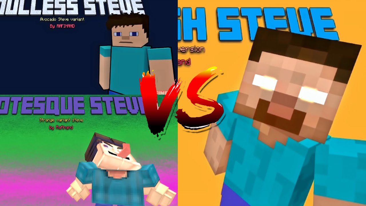 Smash Steve vs soulless Steve and grotesque Steve 4k - YouTube