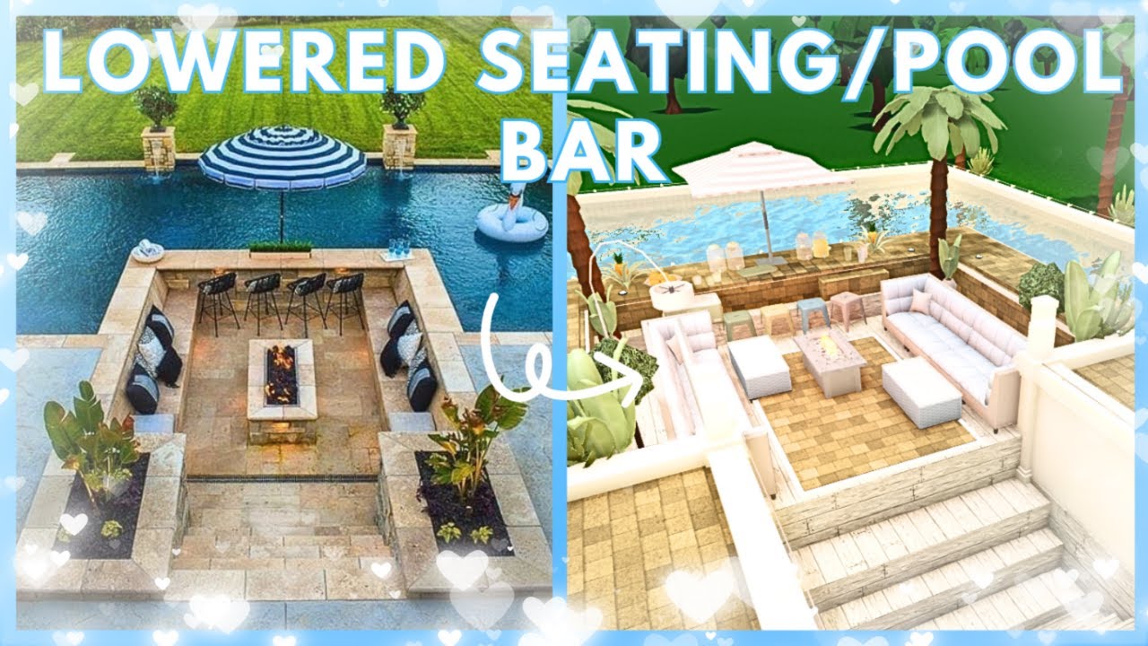 Bloxburg BACKYARD idea🌼 - SUNKEN pool bar / seating build HACK - YouTube