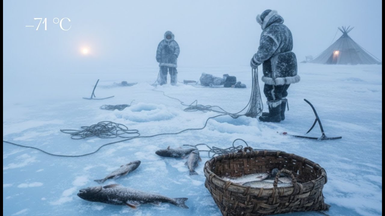 Unbelievable Ice Survival: Munkha Fishing Under Frozen Lake | Arctic ...