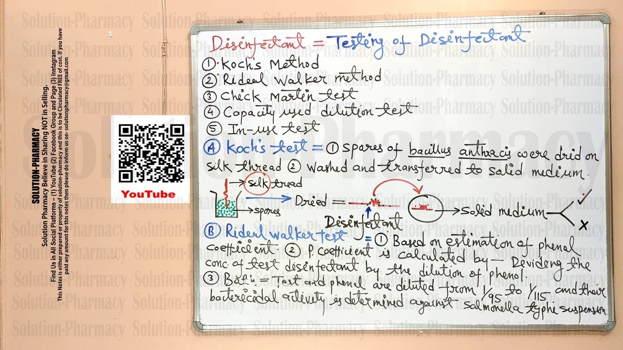 Microbiology 93 = Disinfectants (06) = Evaluation of Disinfectant by ...
