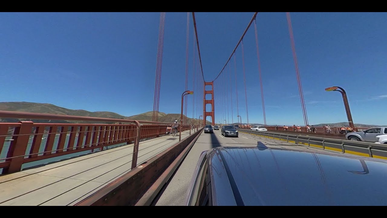 [360°/VR Video] Driving through the Golden Gate Bridge on a rare sunny ...