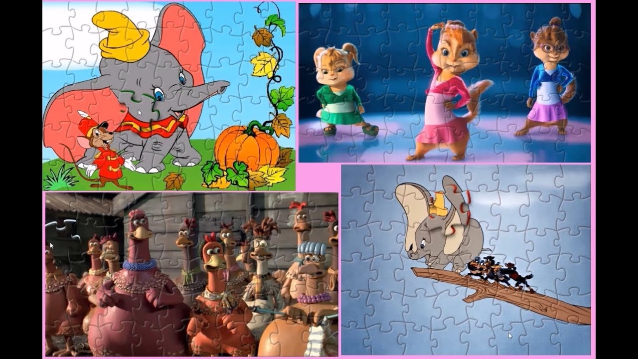 Dumbo Alvin and the Chipmunks Chicken Run Puzzle Games For Kids - YouTube