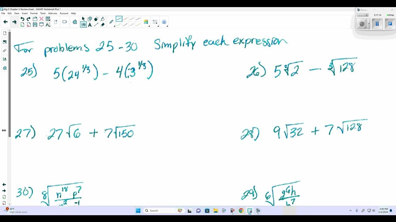 Algebra 2 Chapter 5 Review (1) - YouTube