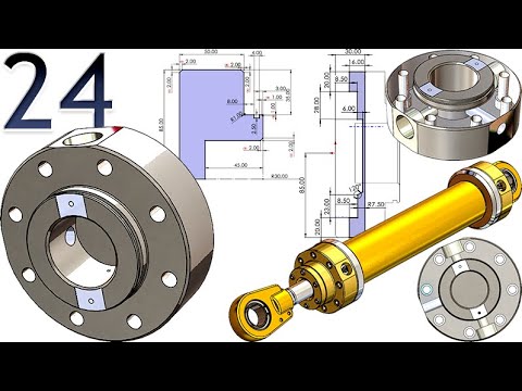 24-Project 44| Hydraulic Cylinder | SolidWorks Tutorial : rear cap ...