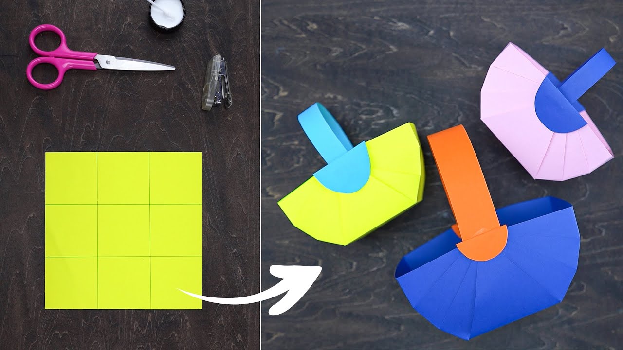 How to make a Paper Easter Basket | Easter Paper Basket Craft - YouTube