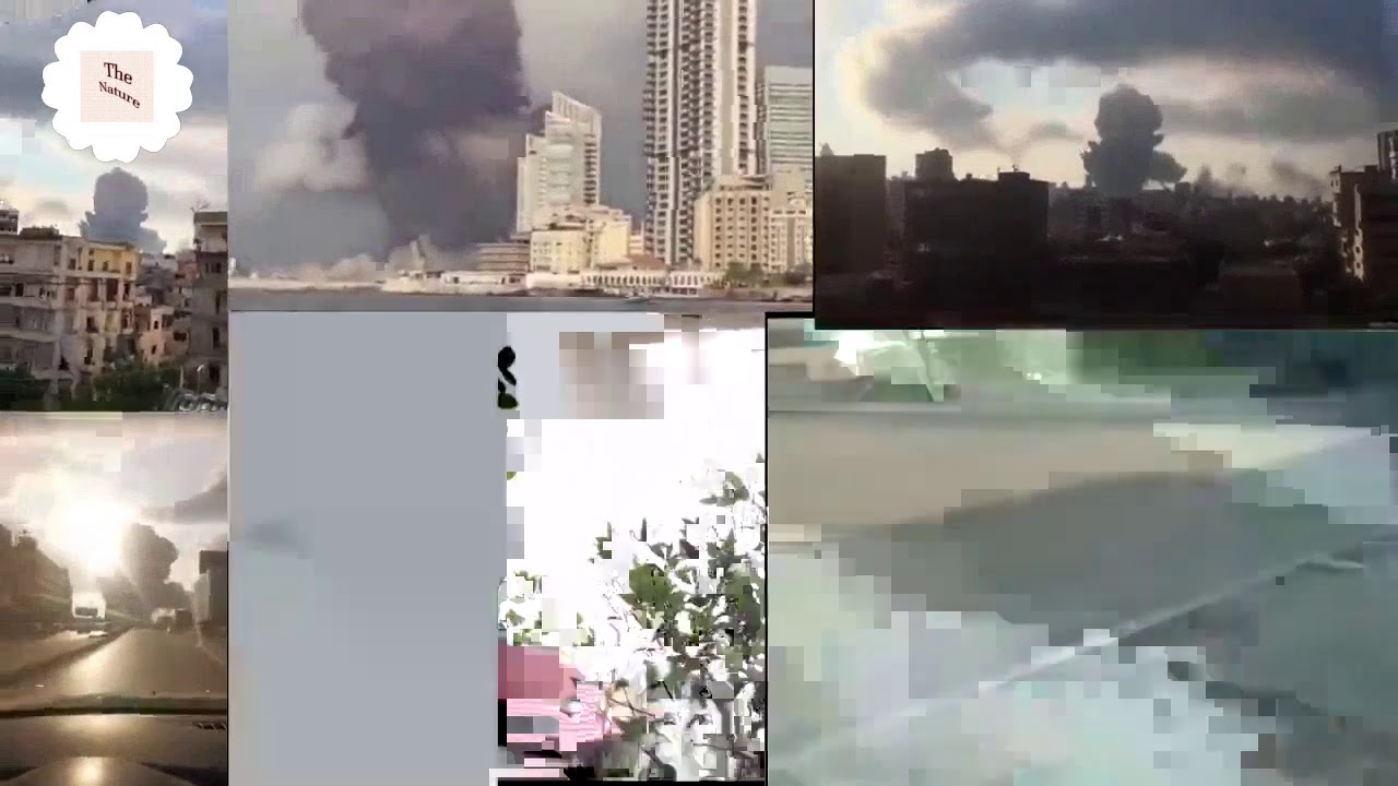Multiple angles of explosion. Including slow motion in Beirut Lebanon ...