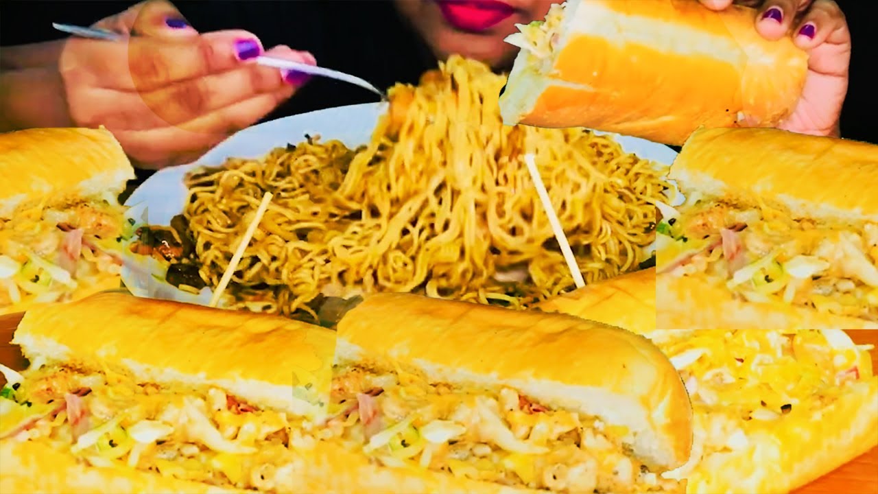 I Tried Eating 2 Packets of Spicy Maggi Noodles With sandwich - YouTube