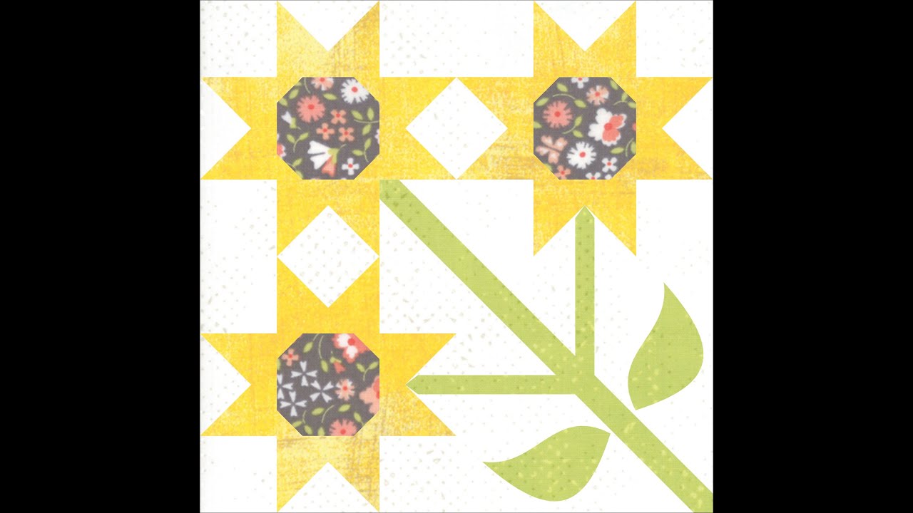 12 Sunflower Quilt Block Patterns Pattern, Scrappy Sun Quilt Block By