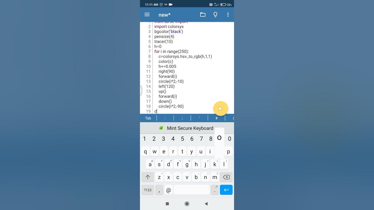 Python Turtle 📵📳👌 Graphics In The Mobile Shorts Coding Python