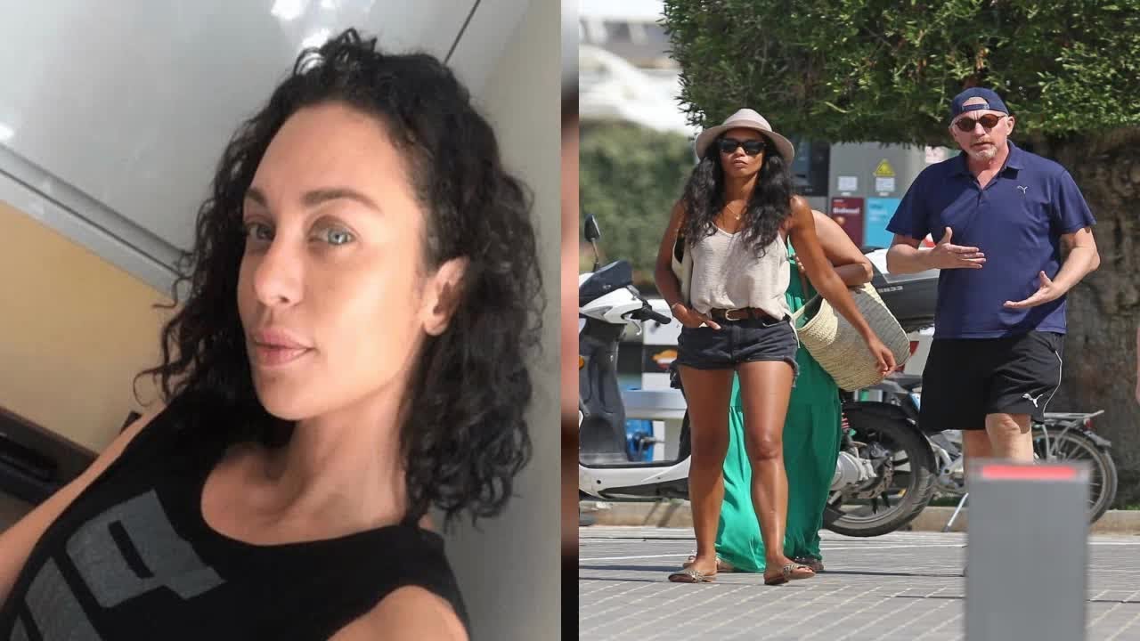 Boris Becker displays elbow injury during lunch with his new girlfriend ...