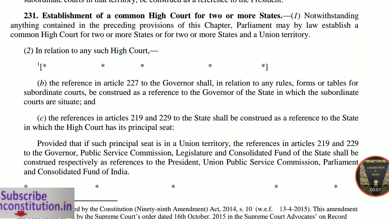 Article 231 of Indian Constitution - YouTube
