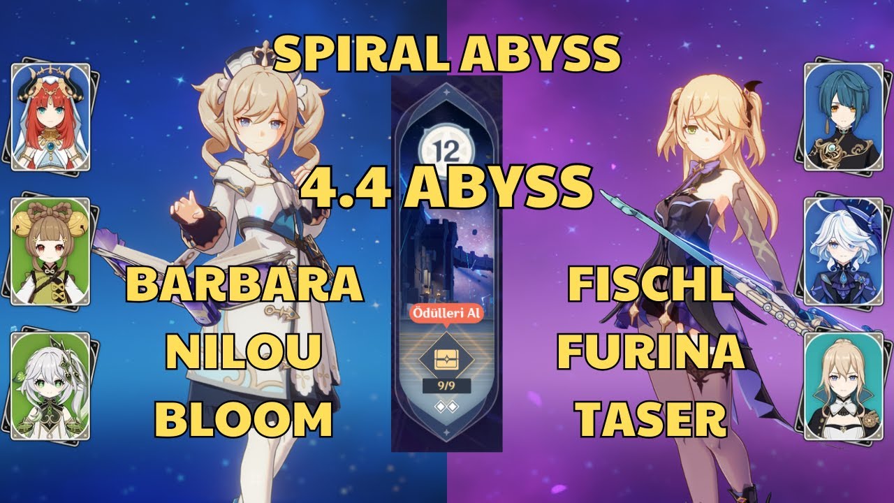 C6 Barbara Nilou Bloom | C2 Fischl Furina Taser | Spiral Abyss 4.4 ...