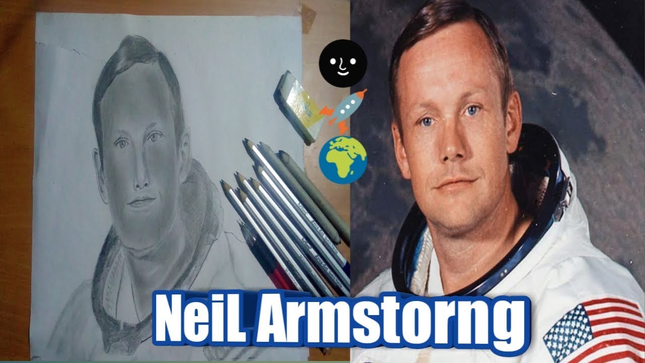 Neil armstorng drawing ||timelaps video - YouTube