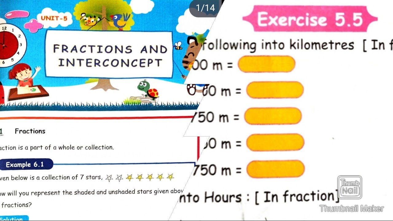 5th Std Maths Term 2 Unit 2 Fraction and Inter concept - Exercise - 5.5 ( New book) - YouTube