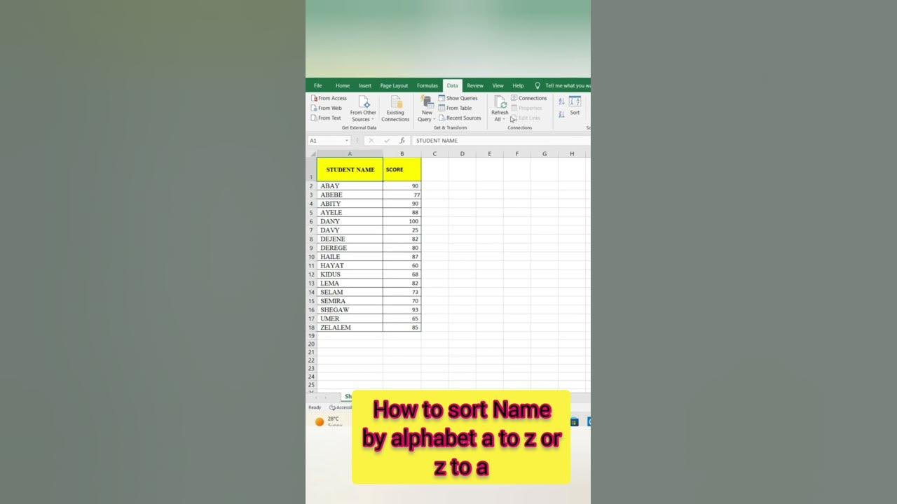 How to sort Alphabetically in excel - YouTube