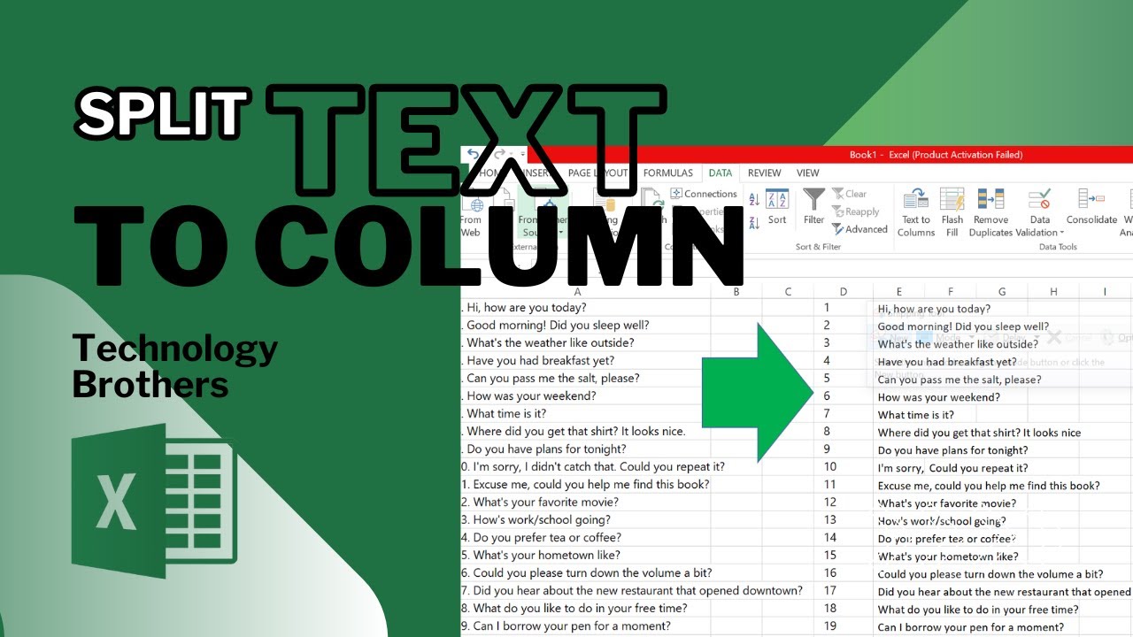How To Split Text In Ms Excel Text To Columns Tutorial Split Text Excel Text To Columns 9855