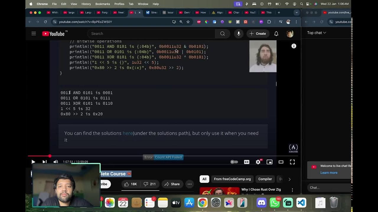 Learning Rust (FreeCodeCamp) - Part 1 - YouTube