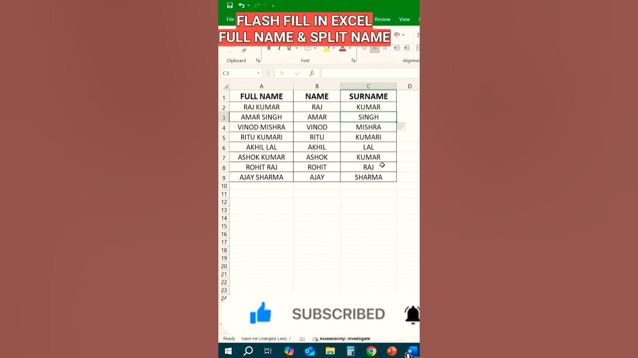 Flash fill in excel #exceltipsandtricks #exceltech #excel #exceltips #shorts - YouTube