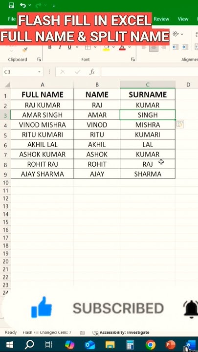 Flash fill in excel #exceltipsandtricks #exceltech #excel #exceltips #shorts - YouTube