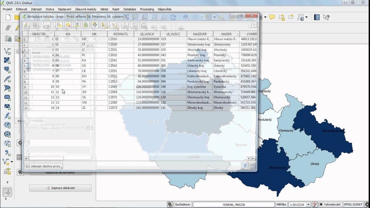 Úvod od QGIS - kapitola 3: úprava dat a atributová tabulka - YouTube