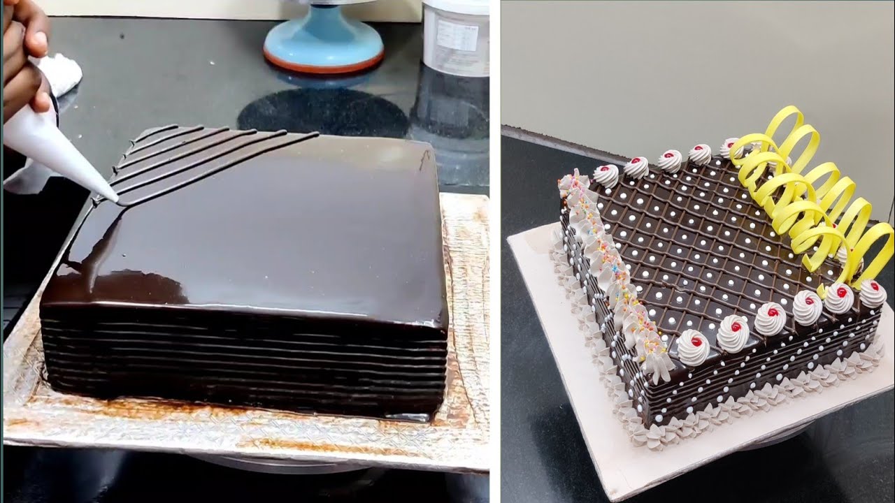Yummy Square Chocolate Cake Design | Perfect Square Chocolate Cake ...
