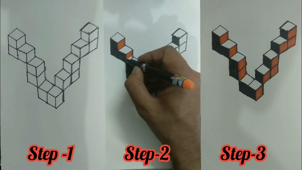 draw 3D objects in three steps #atulkala - YouTube