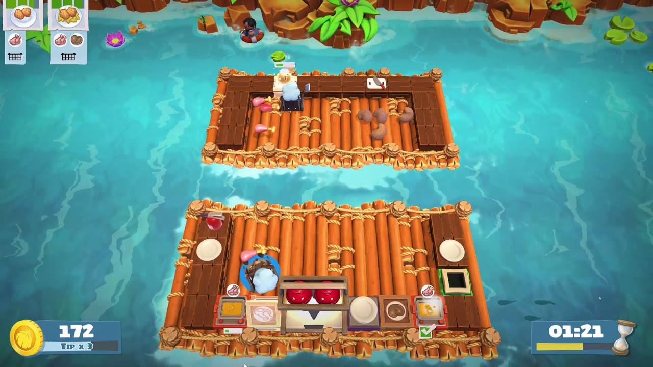 Overcooked 2 : Single Player 4 Star - Level 2-1 (Raccoon Chef) - YouTube