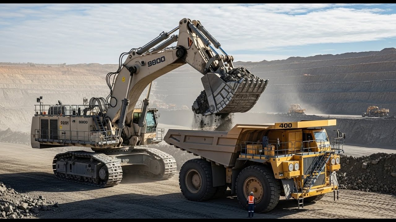 Liebherr 9800 Mining Excavator Loading 400 Ton Truck 8K Video CTA - YouTube