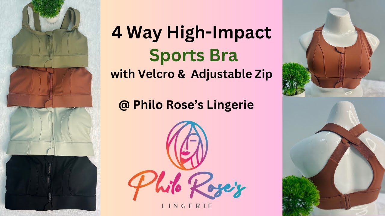 4 Way High-Impact Sports Bra with Velcro & Adjustable Zip ...
