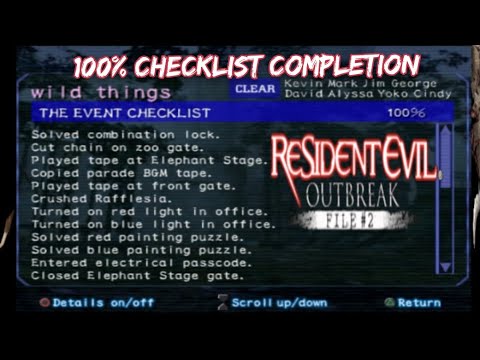 Resident Evil Outbreak File 2-Wildthings 100% Event Checklist ...