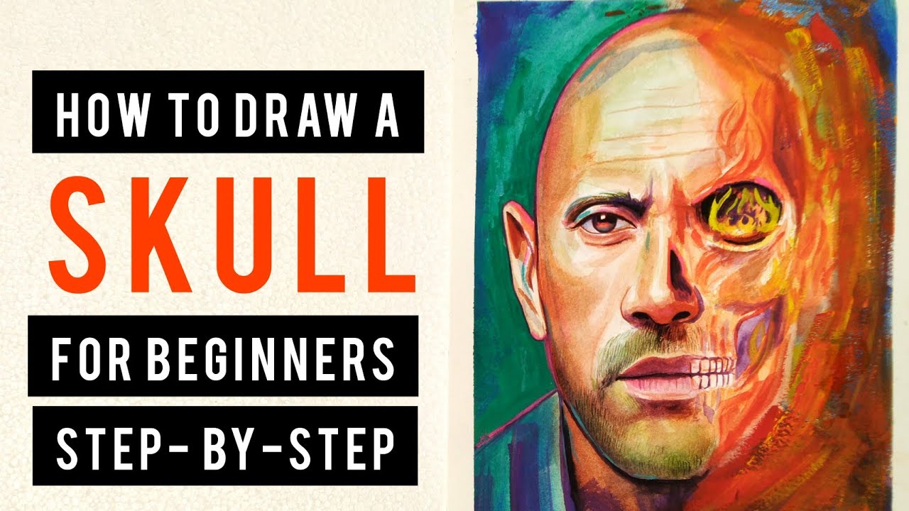 Learn How to Draw a Skull - for Beginners || Painting THE ROCK - YouTube