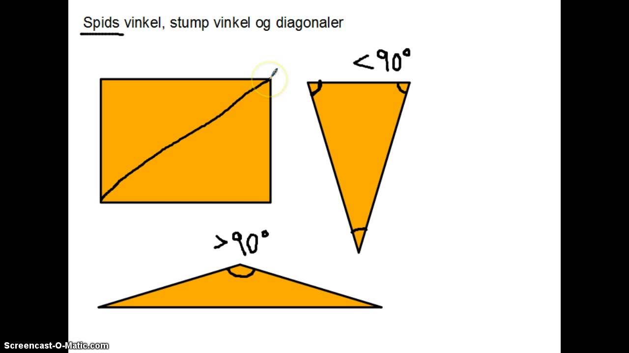 Spids vinkel, stump vinkel og diagonaler - YouTube