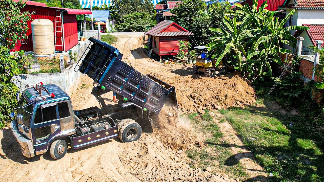 Fantastic Mini Dump Trucks Beginning New Project Using Small Bulldozer ...