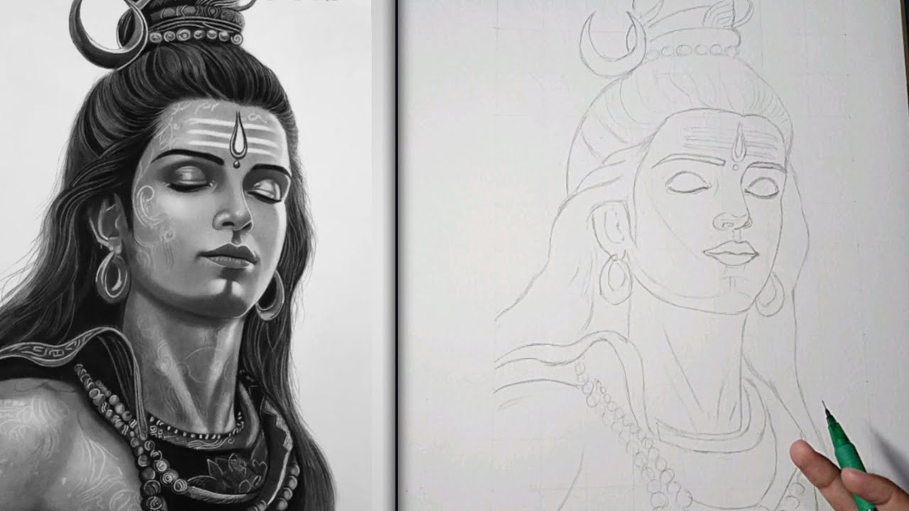 Mahadev ji 😊 Part - 1| Draw Mahadev ji | work on outline 😍 beginning ...