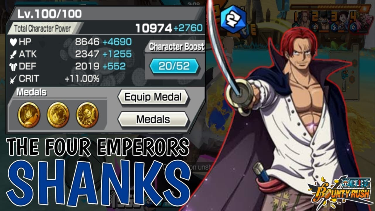 THE FOUR EMPERORS SHANKS GAMEPLAY | ONE PIECE BOUNTY RUSH | OPBR - YouTube