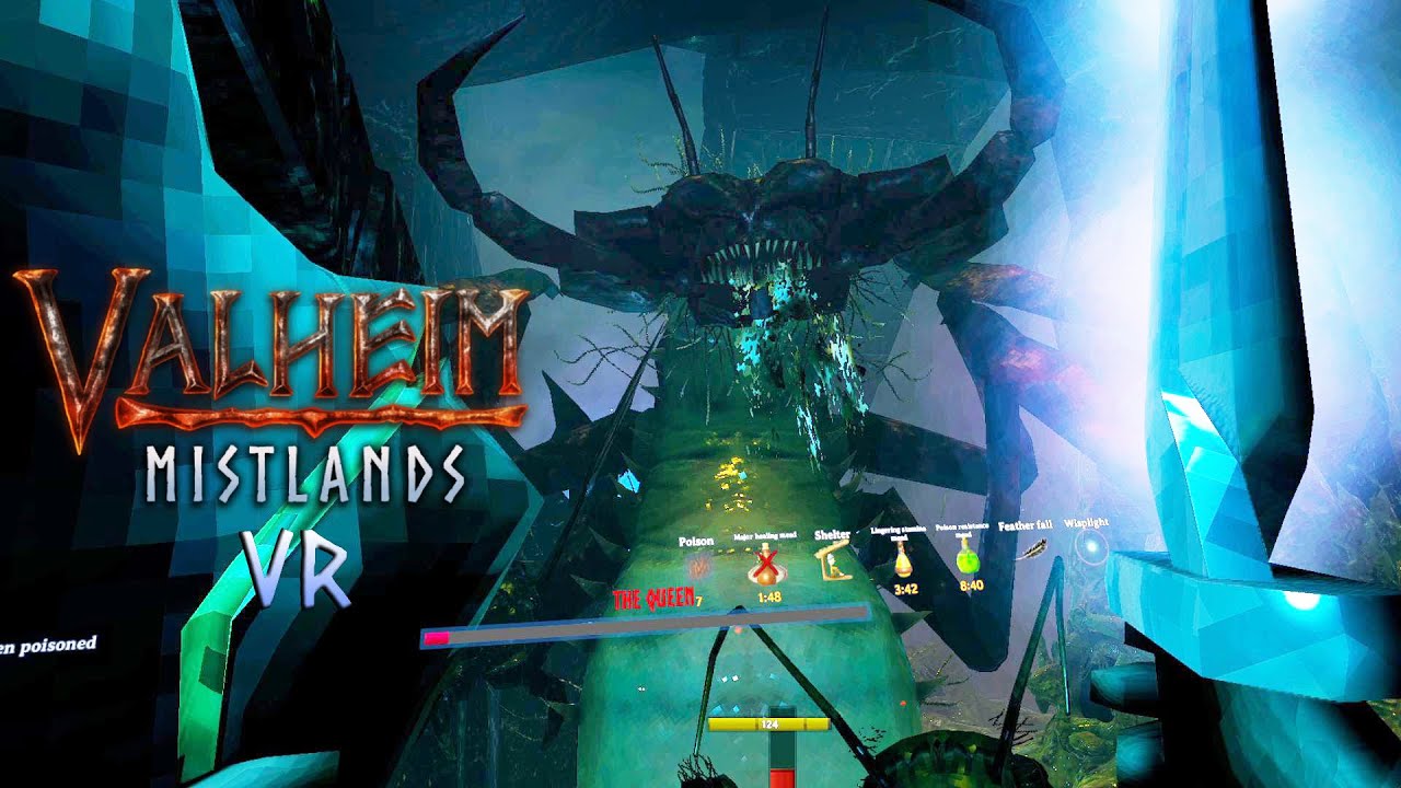 Valheim Mistlands Queen Boss Fight in VR - YouTube