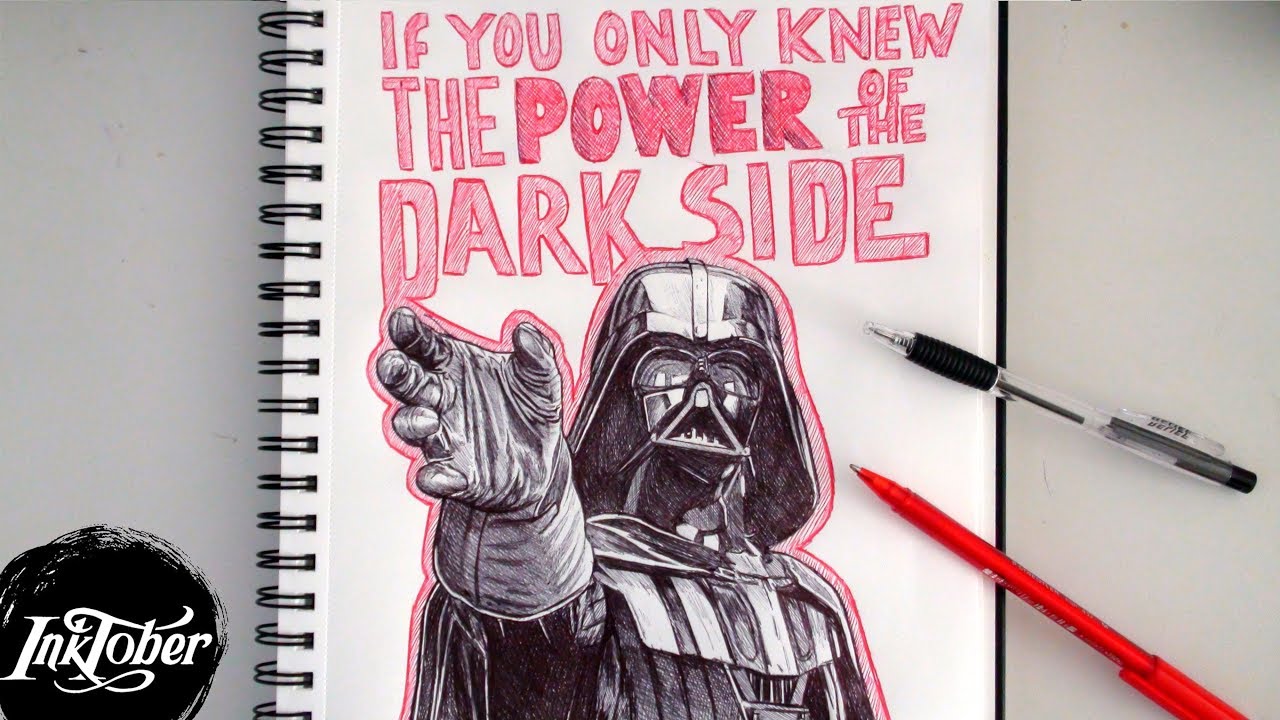 Pen & Ink darth vader star wars drawing with felts plus ink on paper a3 ...