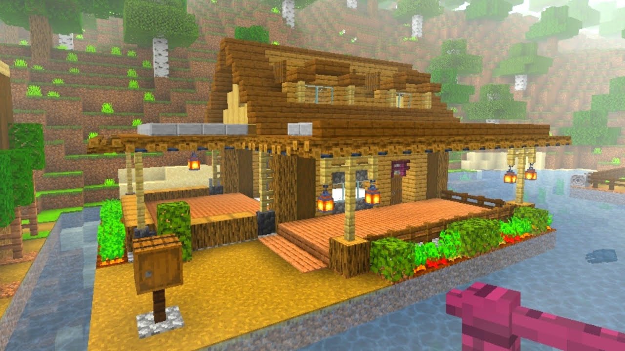 Minecraft - Tutorial Membuat Rumah Kayu Survival Minimalis - YouTube