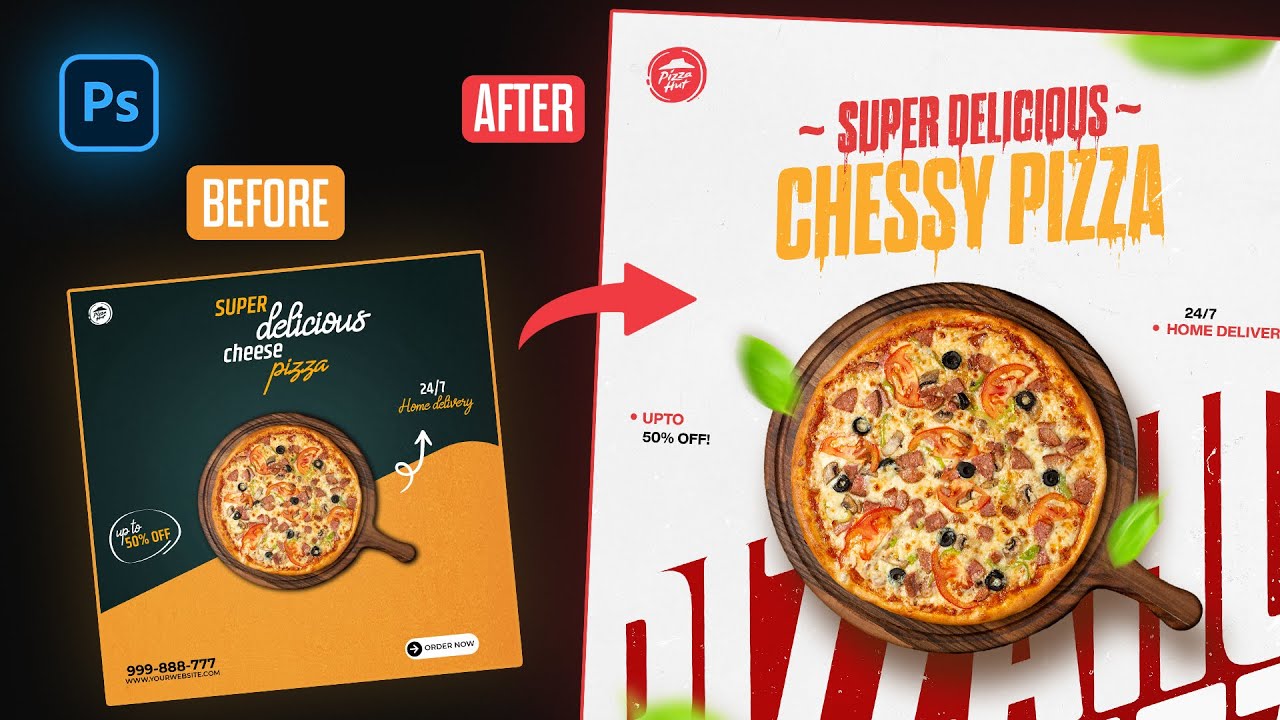 Create Fast Food Poster Design in Photoshop | Fix My Design S2 E01 ...