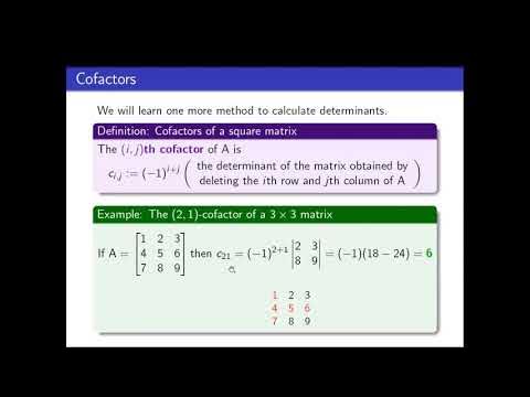 Linear Algebra I, Episode 14: Cofactors - YouTube