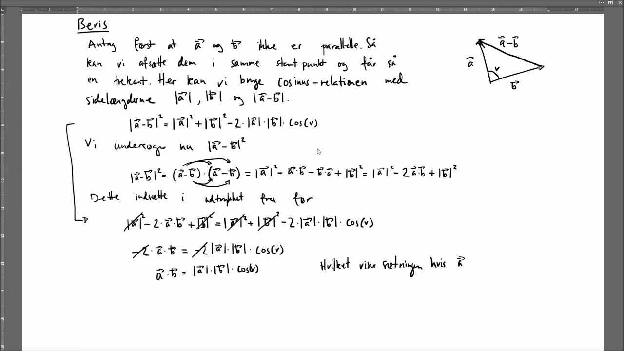 Bevis for formlen for vinklen mellem vektorer - YouTube