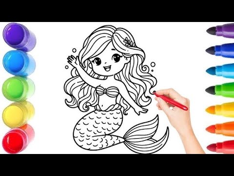 Beautiful merimaid drawing for kids, Painting and Coloring for kids ...