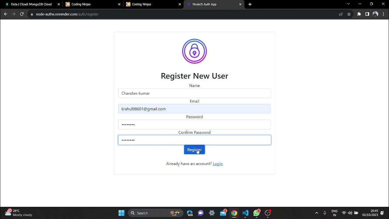 Nodejs Authentication Backend project coding ninja - YouTube