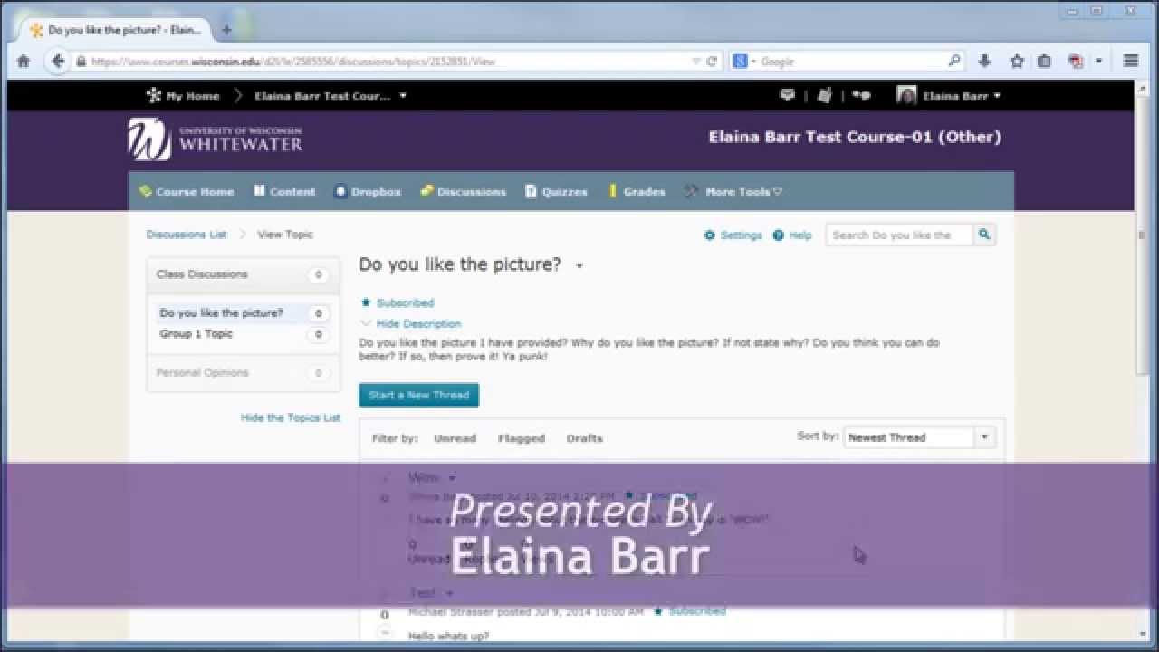 Desire2Learn v10.3 Discussions How to Delete - YouTube