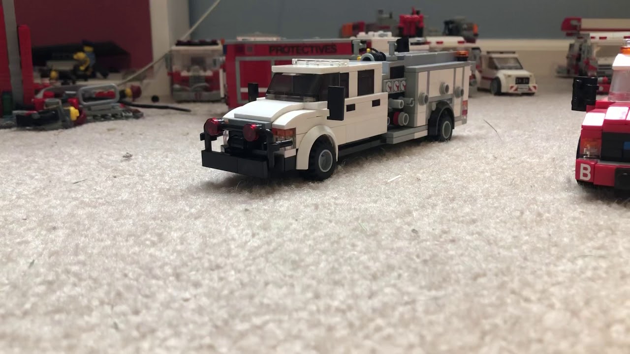 Custom LEGO fire truck, all white mini pumper - YouTube